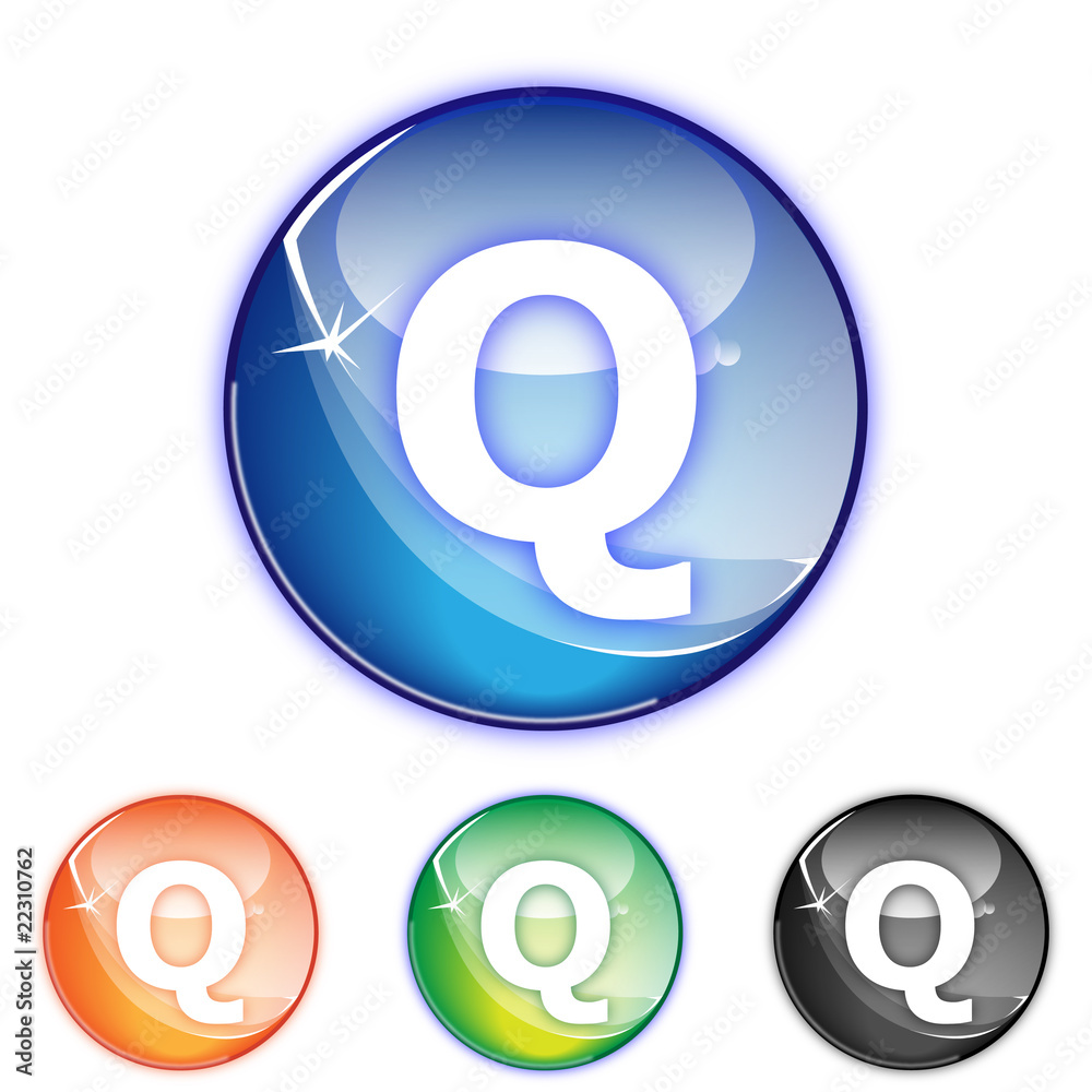 Picto lettre Q - Icon letter q - collection color Stock Vector | Adobe ...