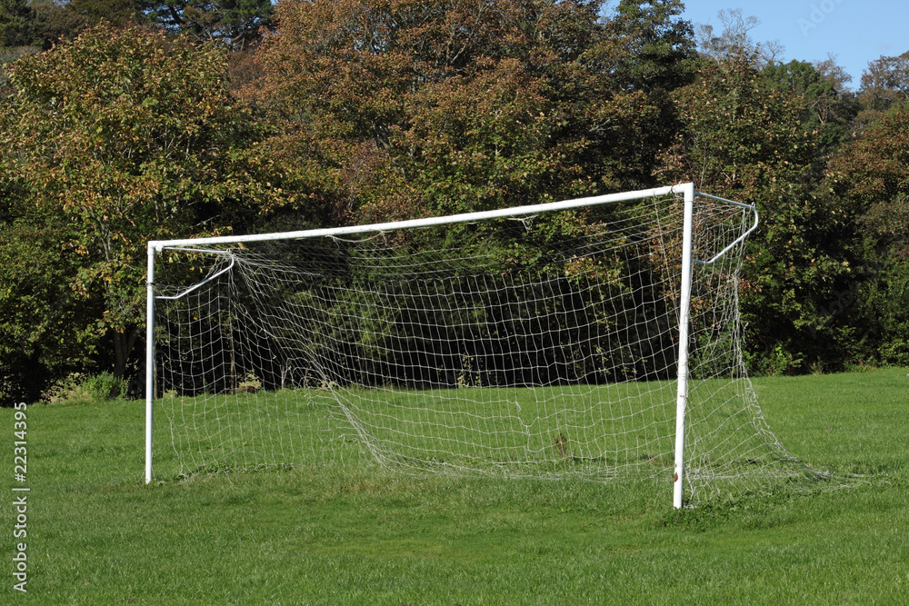 Park soccer football pitch goal posts and net. Stock Photo | Adobe Stock
