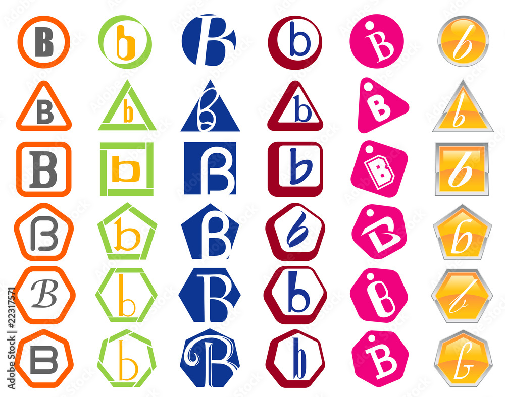 Letter B Icons Badges and Tags Stock Vector | Adobe Stock