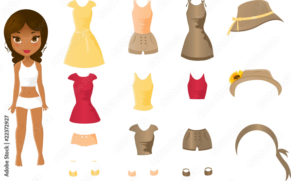 African American Girl paper doll Stock Vector | Adobe Stock