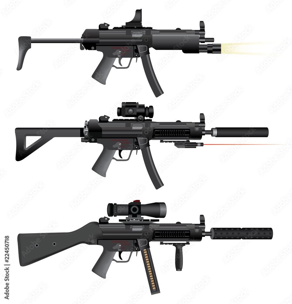 Submachine gun heckler mp5 Stock Vector | Adobe Stock