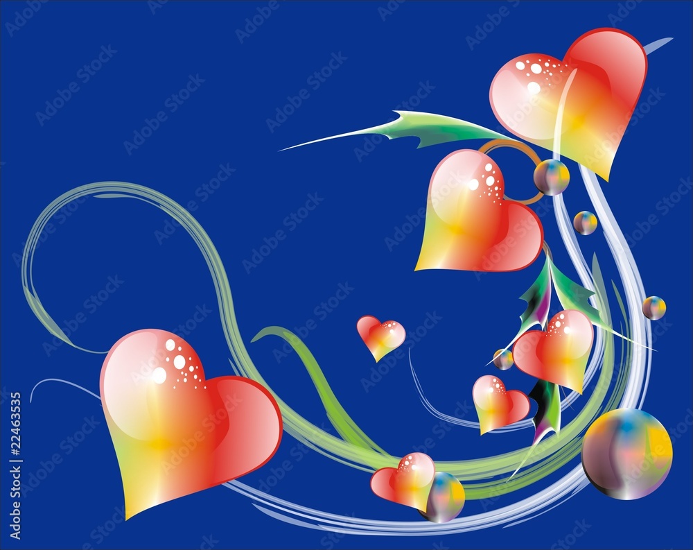 Flores con corazón Stock Vector | Adobe Stock