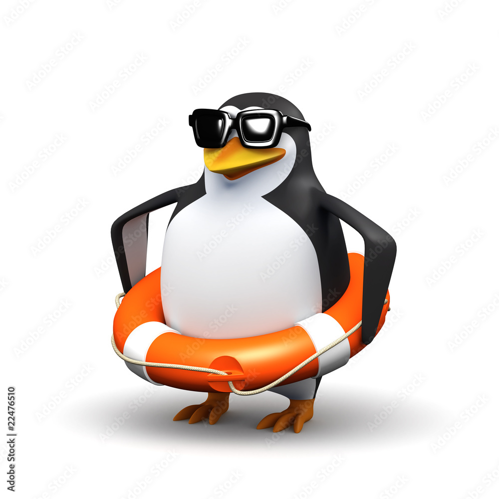 3d Safety conscious penguin Stock Illustration | Adobe Stock