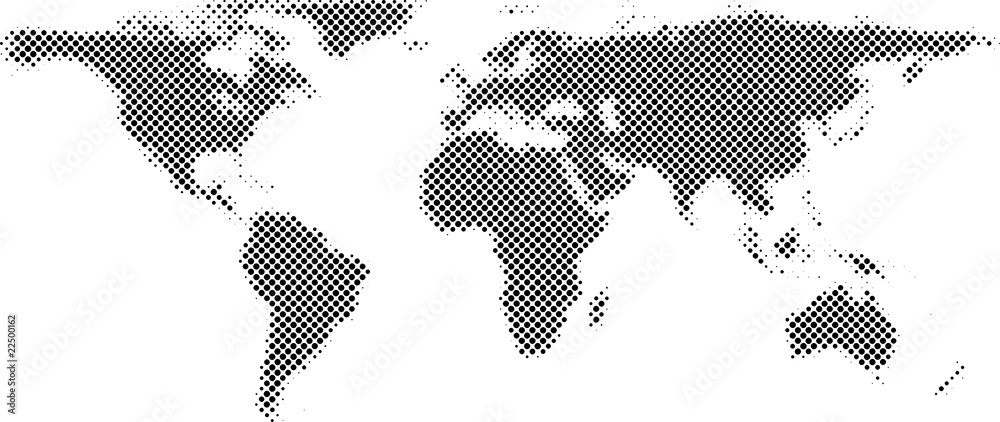 Halftone vector world map Stock Vector | Adobe Stock