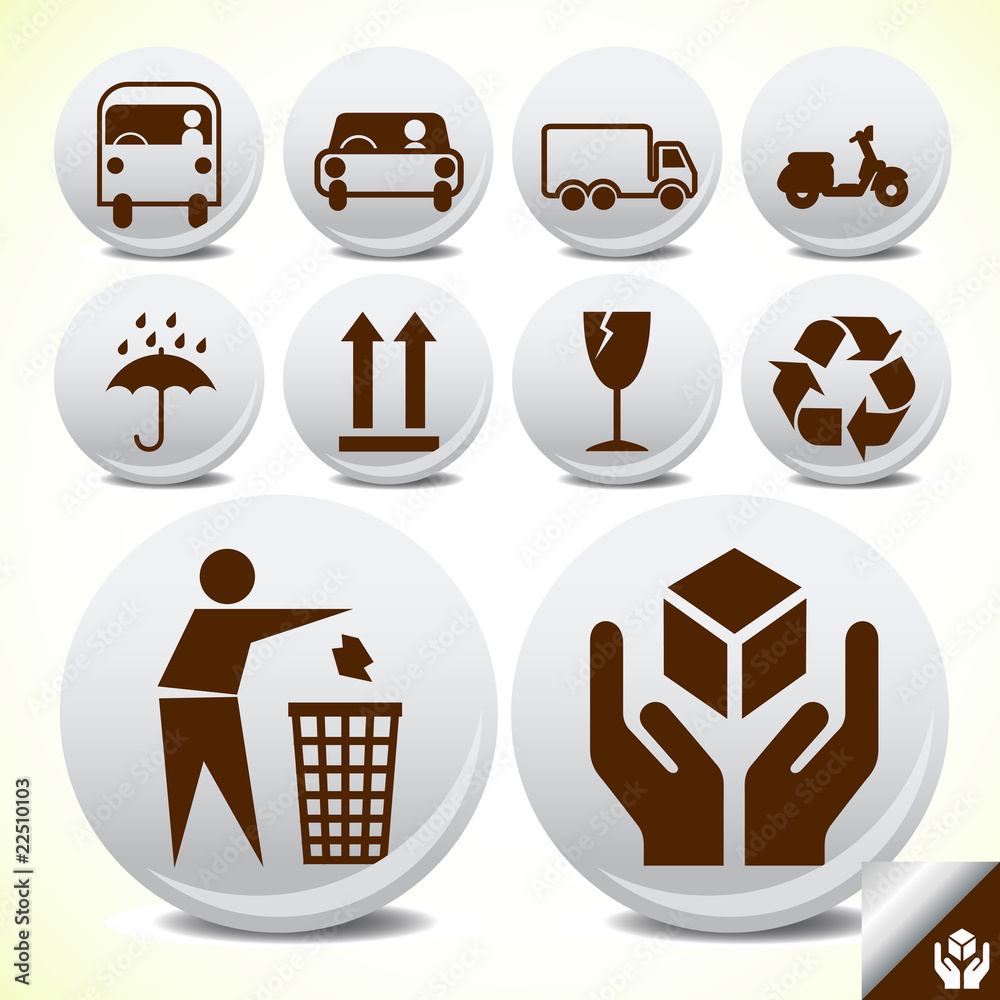 Safety fragile service icon button set vector Stock Vector | Adobe Stock