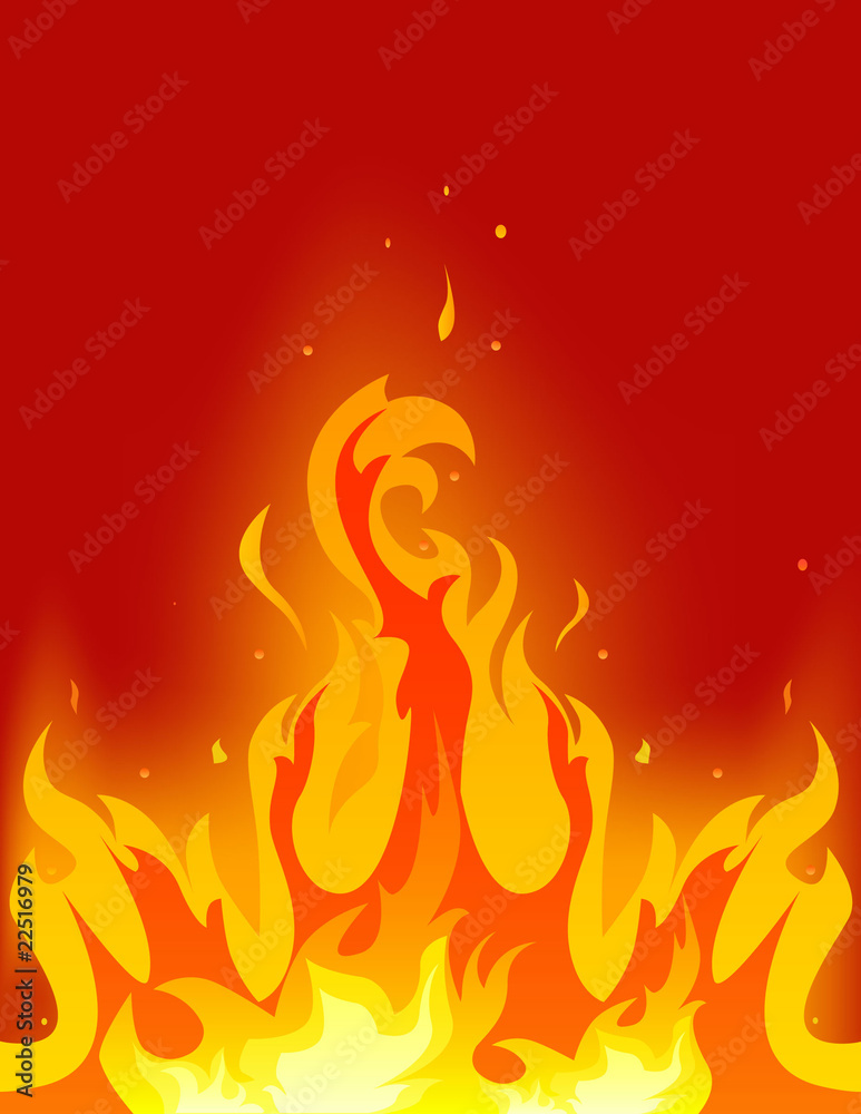 Fire on a red background Stock Vector | Adobe Stock
