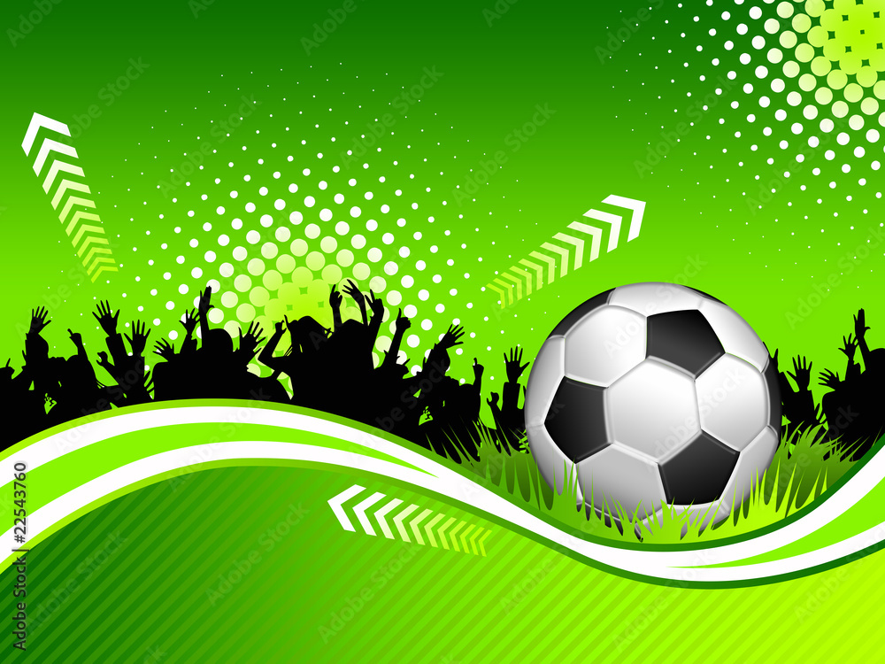 Football stadium background with a soccer ball on the grass Stock ...
