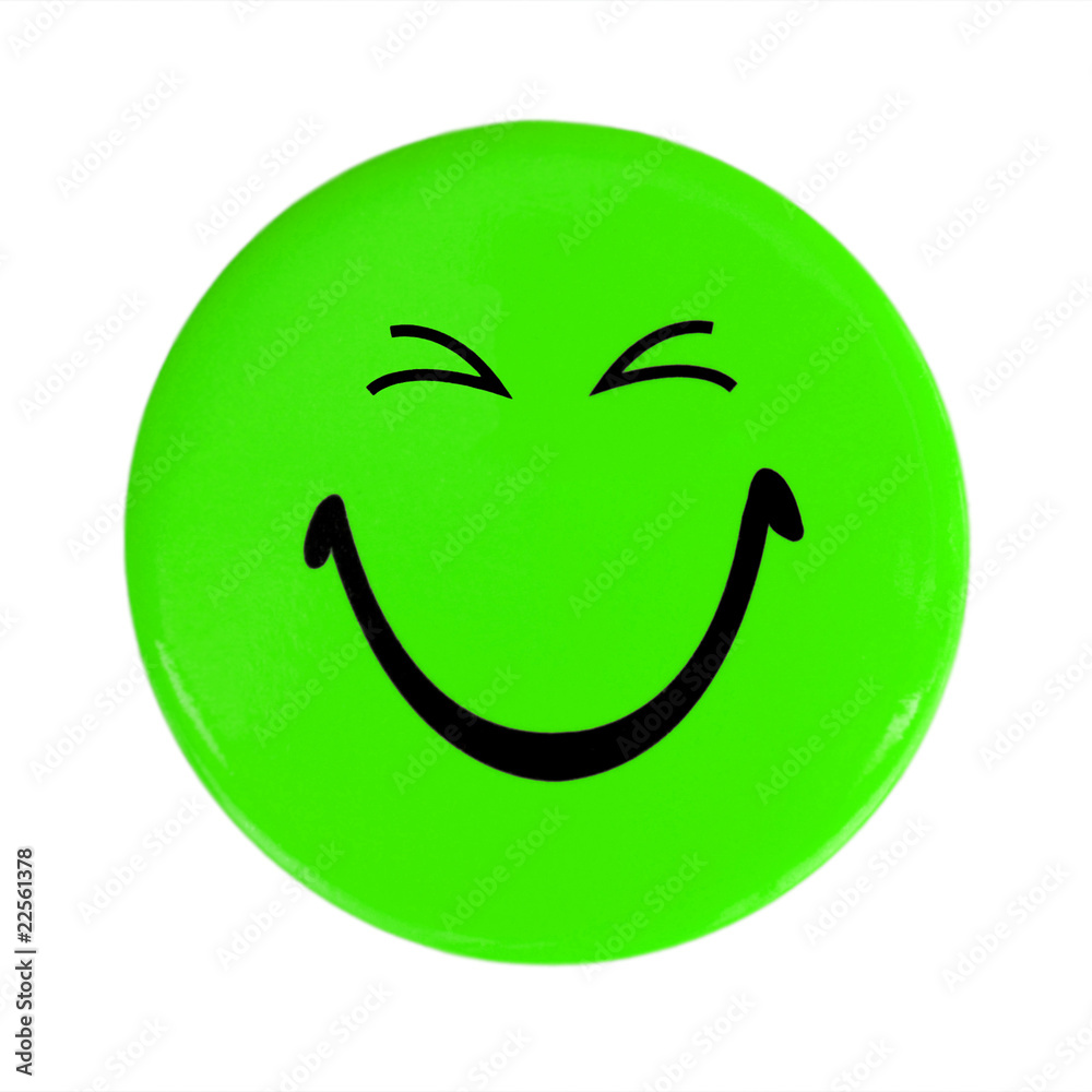 Green happy face button Stock Photo | Adobe Stock