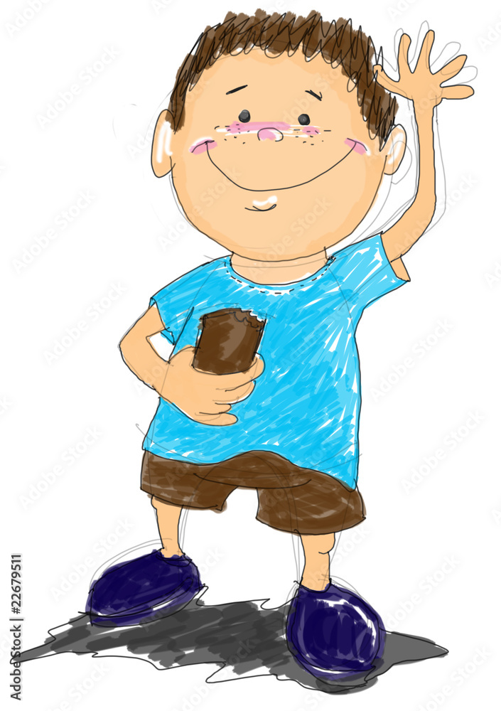 boy say hi cartoon drawing Stock Illustration | Adobe Stock