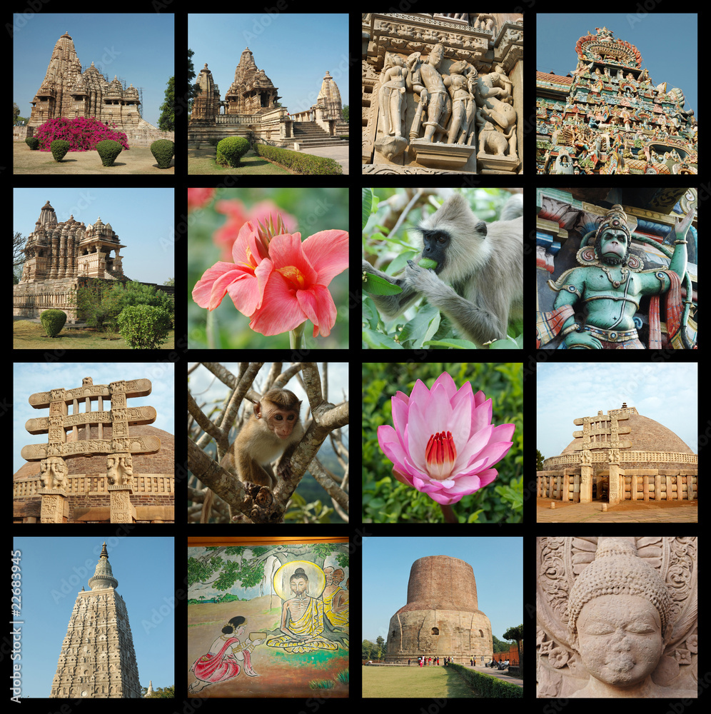 Go India collage - background with travel photos of India Stock Photo ...