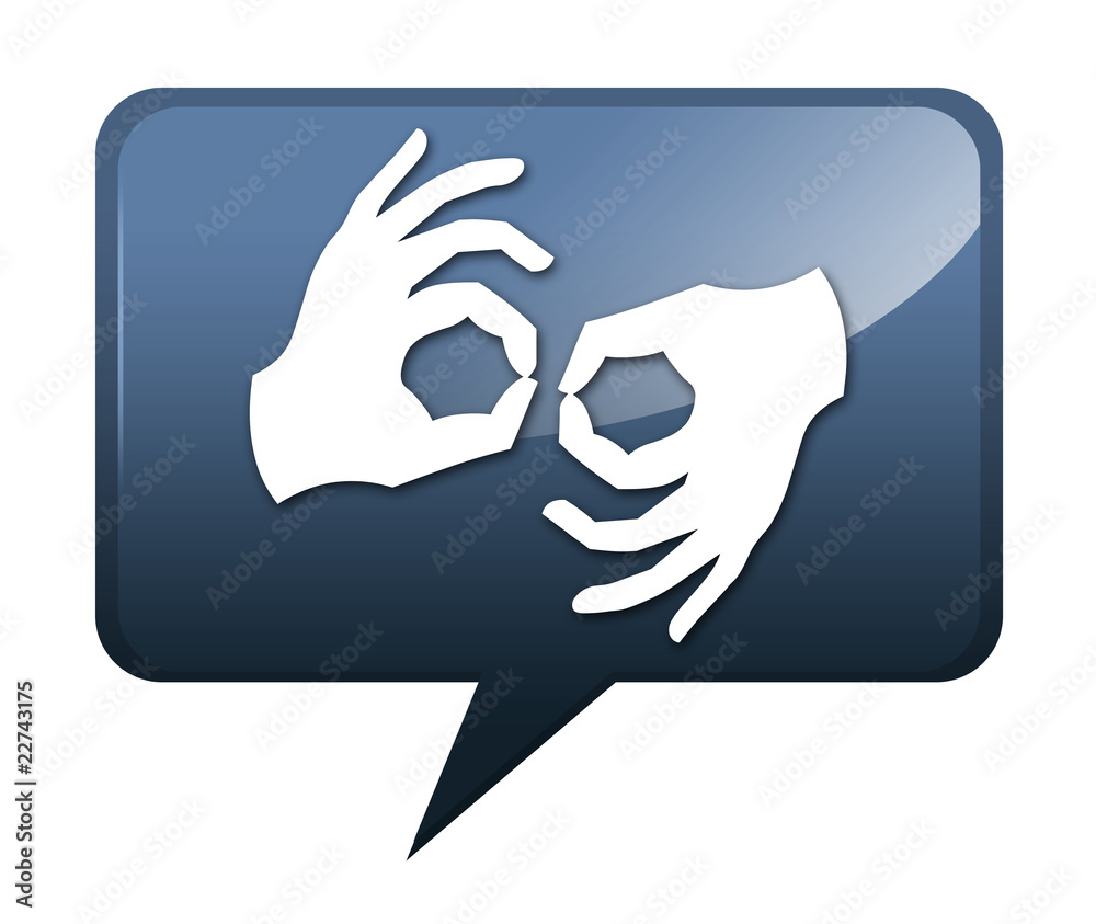 Speech bubble shaped icon "Sign Language" Stock Illustration | Adobe Stock