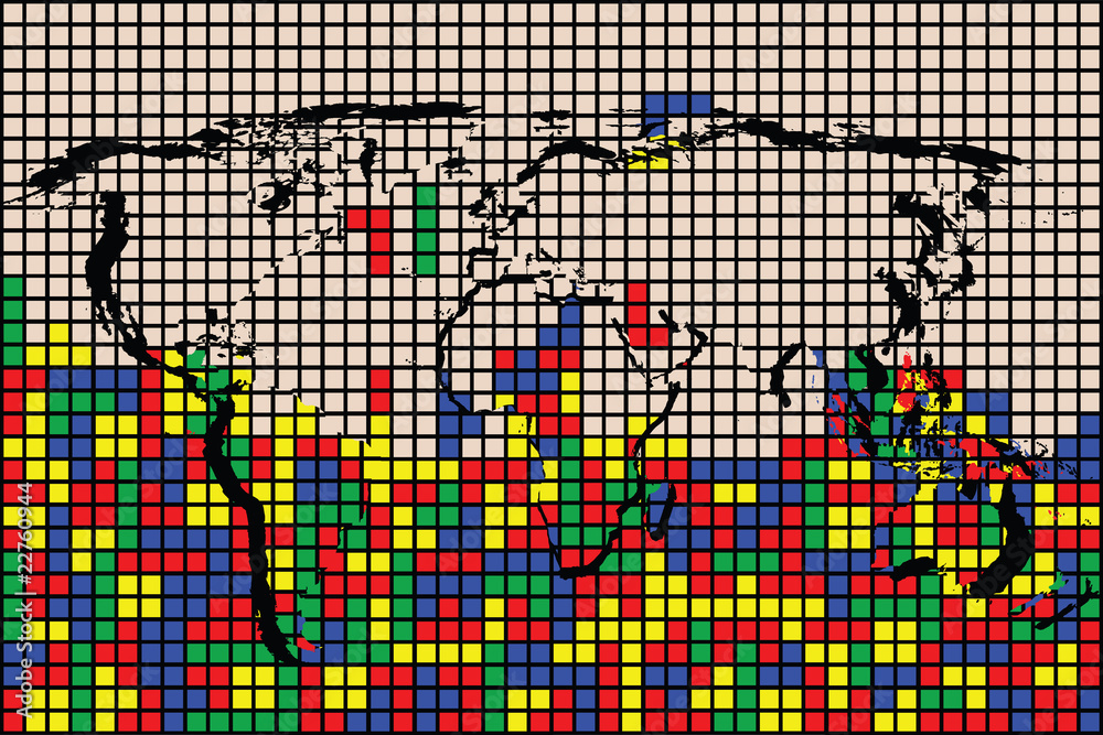 Tetris world map Stock Illustration | Adobe Stock