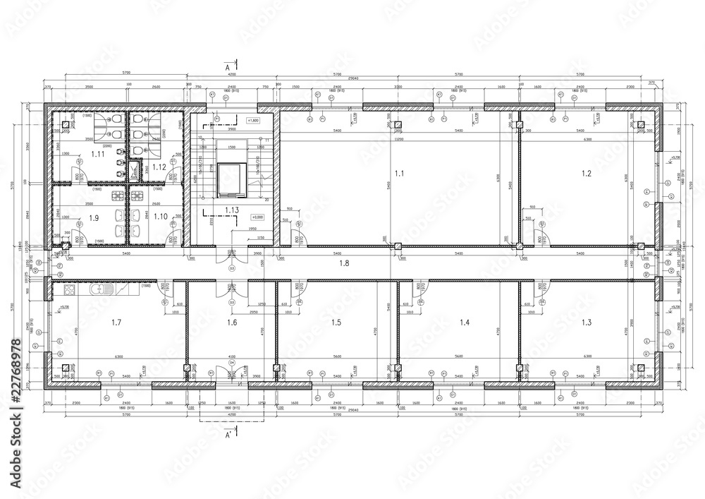 Construction Drawing Of An Office Building Stock Vector Adobe Stock Construction Drawing Of An Office Building Stock Vector Adobe Stock
