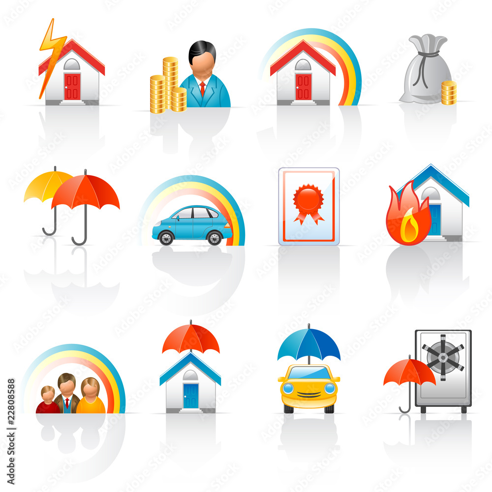 insurance icons Stock Vector | Adobe Stock