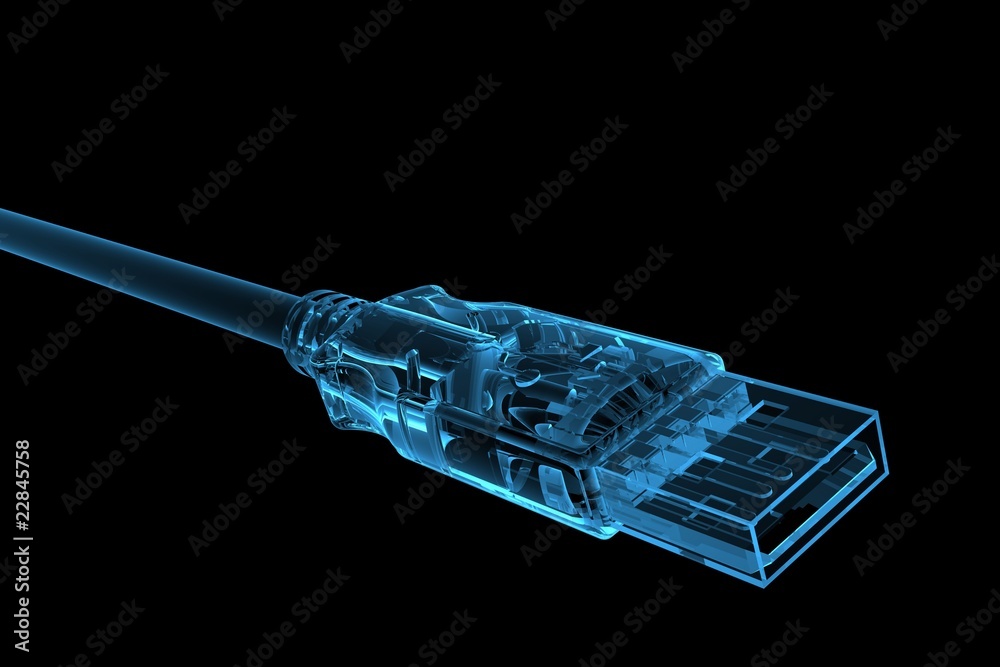 USB connector 3D xray blue transparent Stock Illustration | Adobe Stock