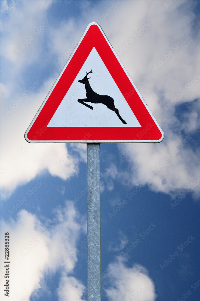 Foto Stock Segnale stradale di animali in libertà | Adobe Stock