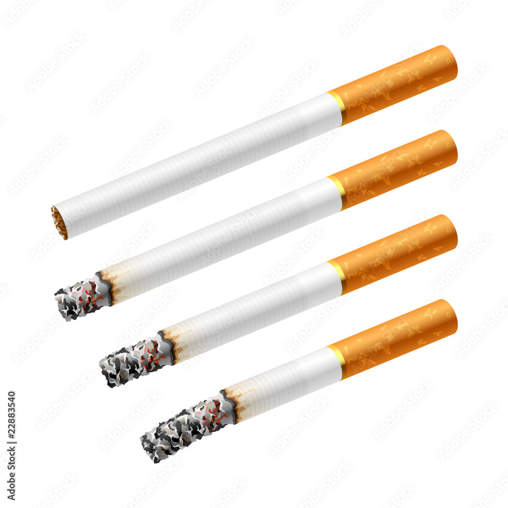 Different stages of smoking a cigarette. Vector. Stock Vector | Adobe Stock