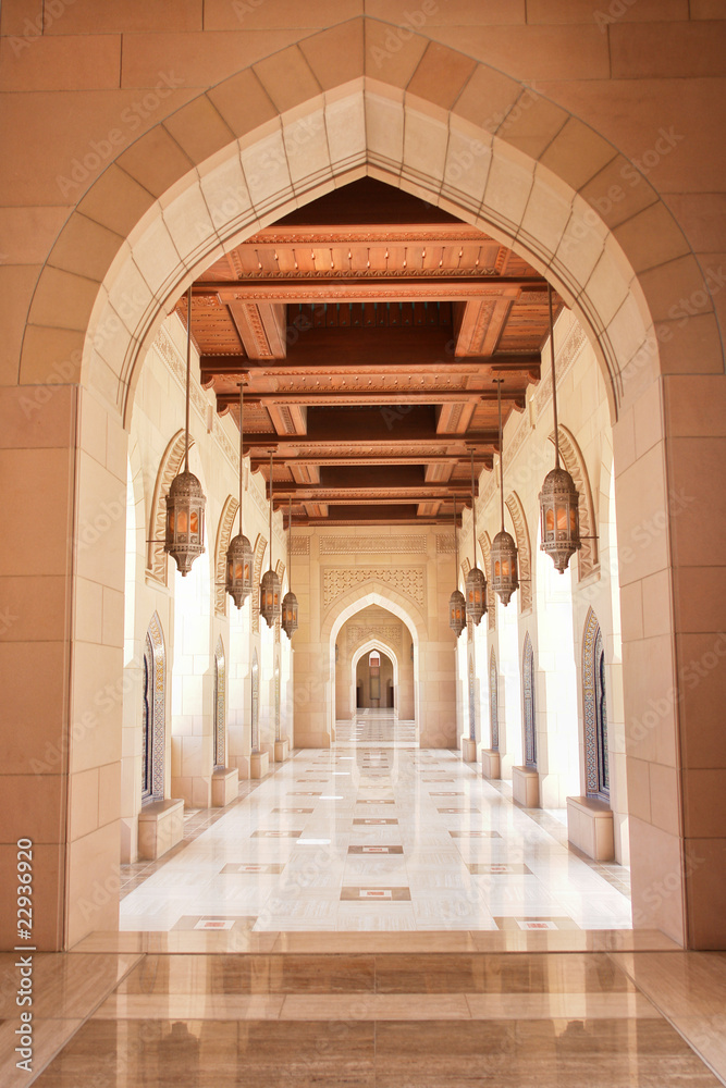 Muscat, Oman - Sultan Qaboos Grand Mosque - Arcade Stock Photo | Adobe ...