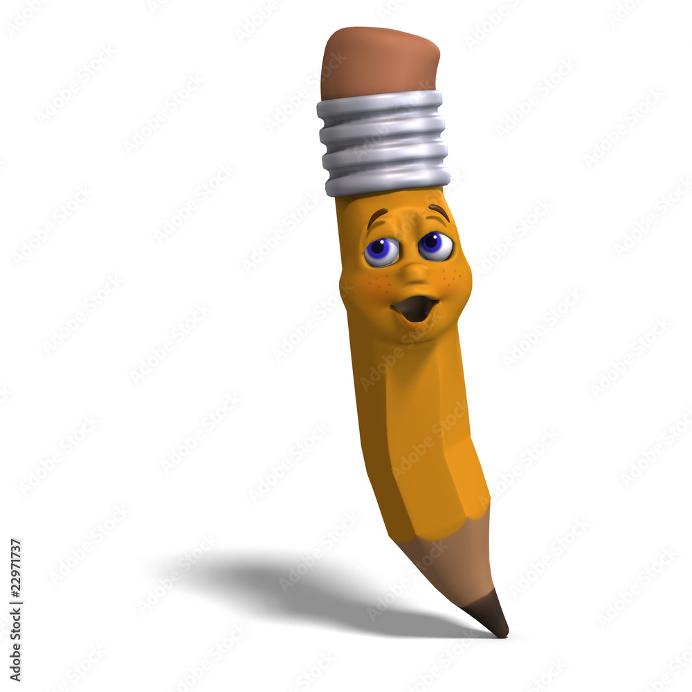 cute and funny cartoon pen with a lovely face. 3D rendering with Stock ...