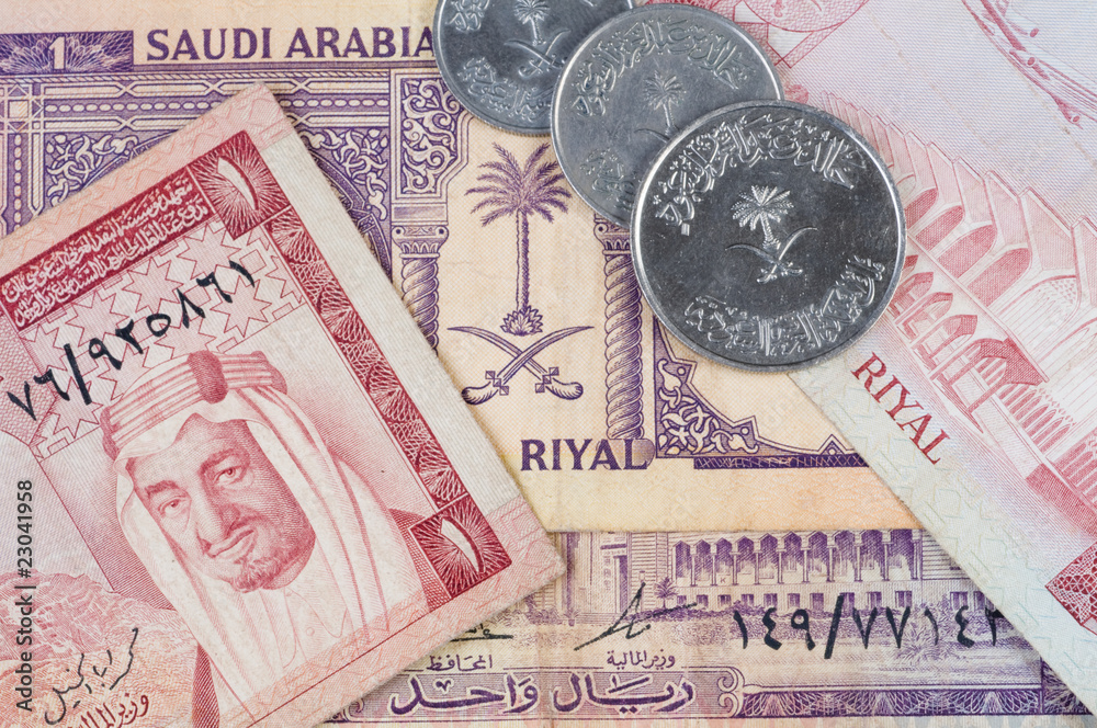 Saudi Arabian banknotes & coins Stock Photo | Adobe Stock