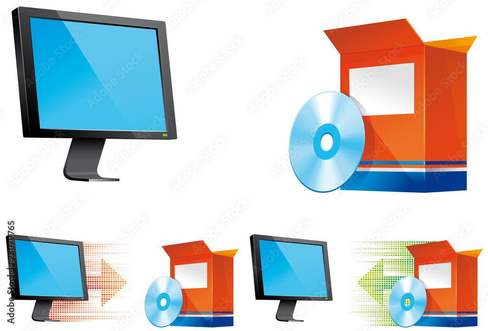 Software install and uninstall icons Stock Illustration | Adobe Stock
