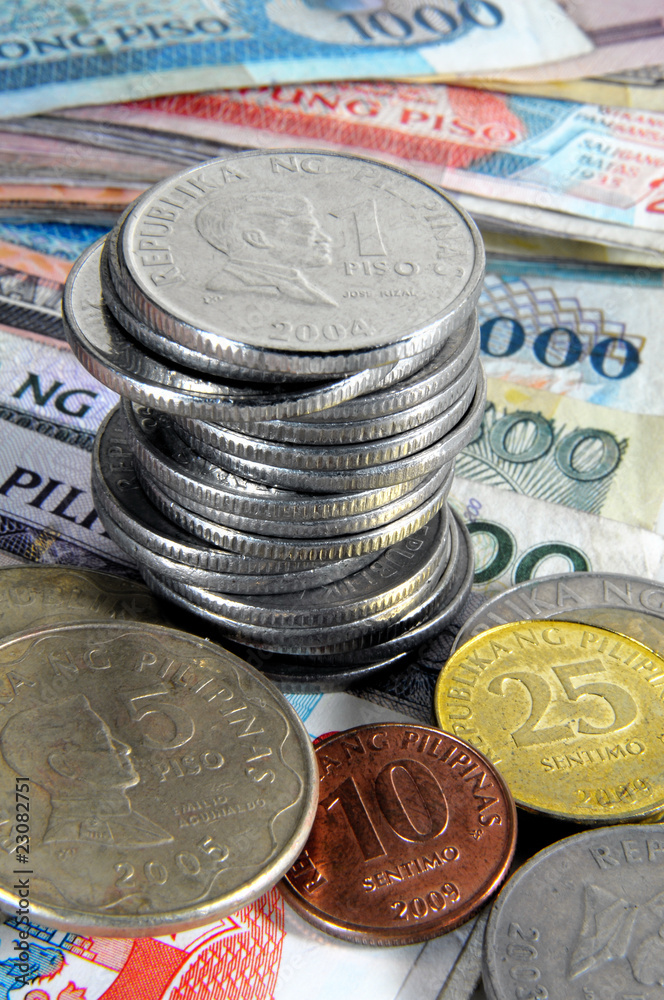 Philippines Banknotes and Coins Stock Photo | Adobe Stock