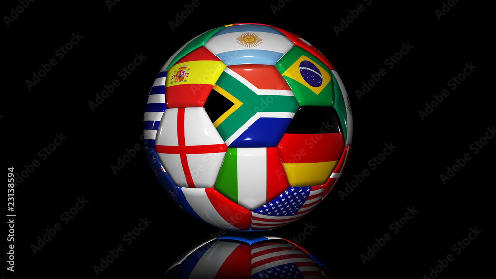soccer ball with flags of countries in world cup 2010 Stock ...