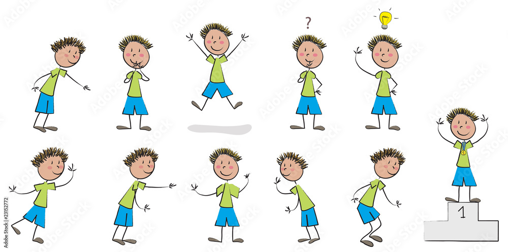 11 bonhommes différentes situations Stock Illustration | Adobe Stock