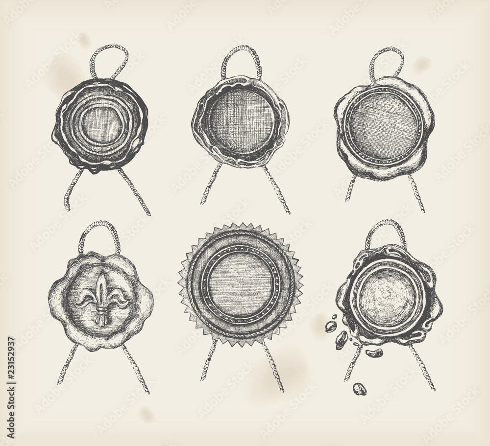 Wax seal - drawing Stock Vector | Adobe Stock