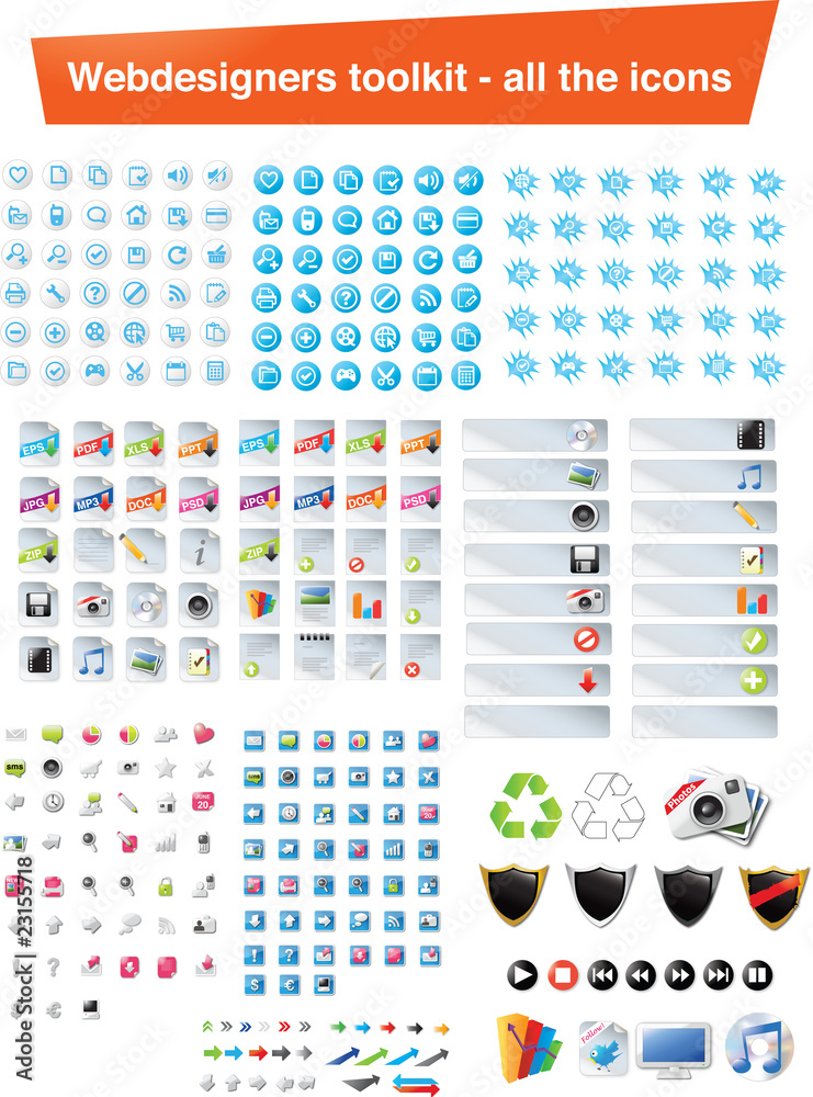 Webdesigners toolkit - all the icons Stock Vector | Adobe Stock