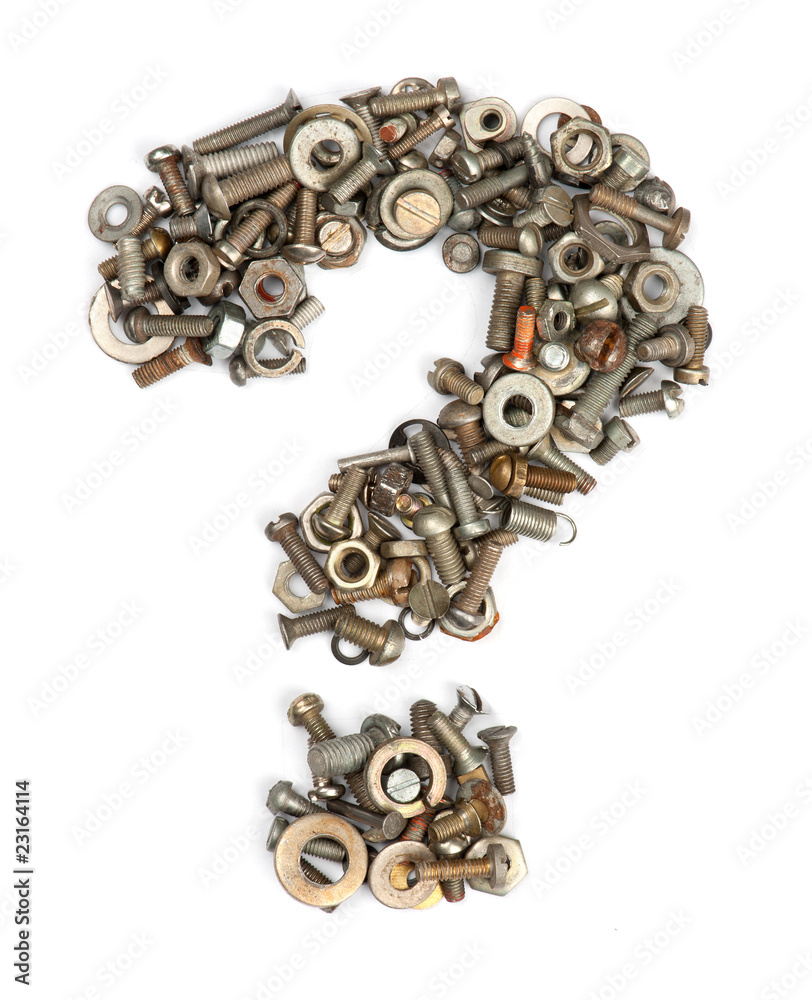 alphabet made of bolts - question mark Stock Photo | Adobe Stock