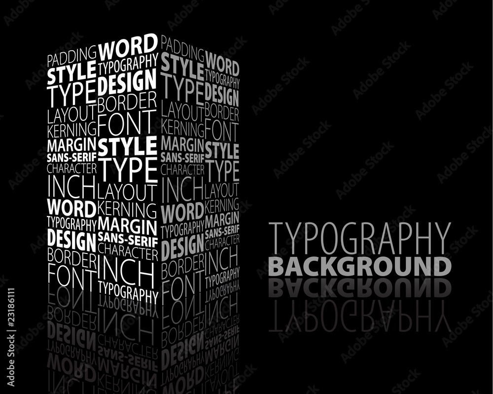 Abstract design and typography background with 3D element Stock Vector ...