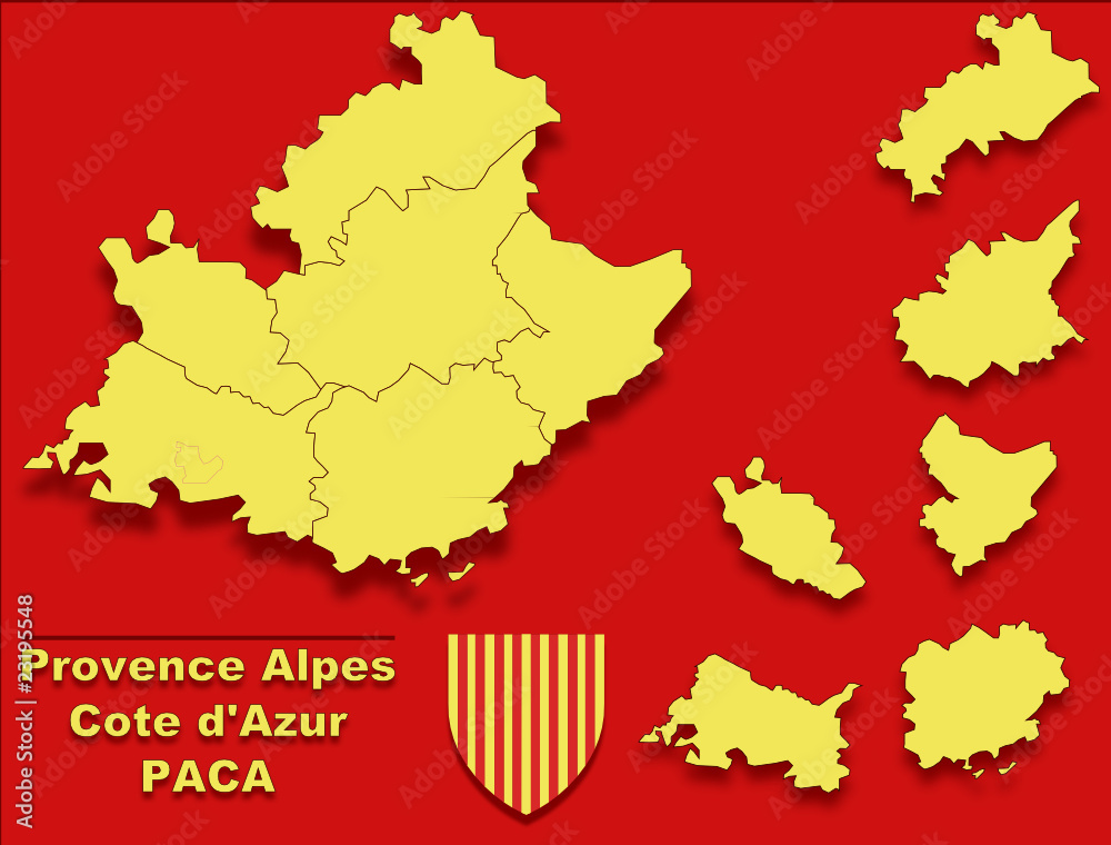 carte paca région de france en rouge et jaune Stock Vector | Adobe Stock