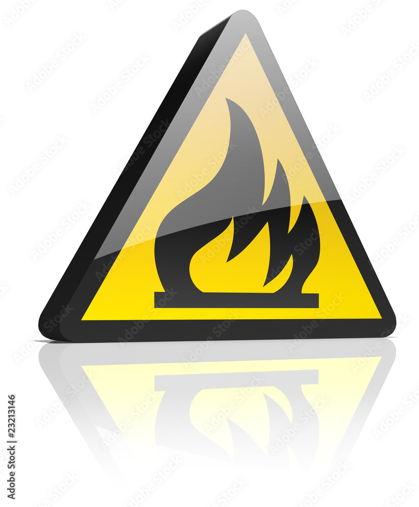 Warnschild Achtung Feuer warning fire 3D Stock-Illustration | Adobe Stock