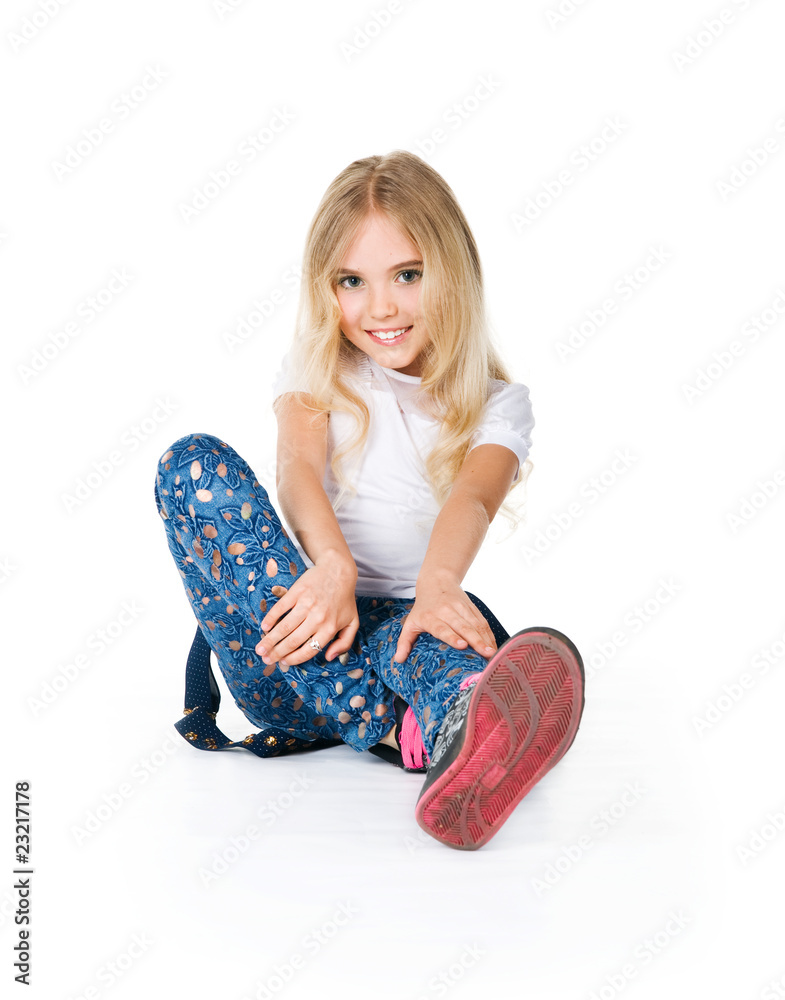 Little girl sit Stock Photo | Adobe Stock
