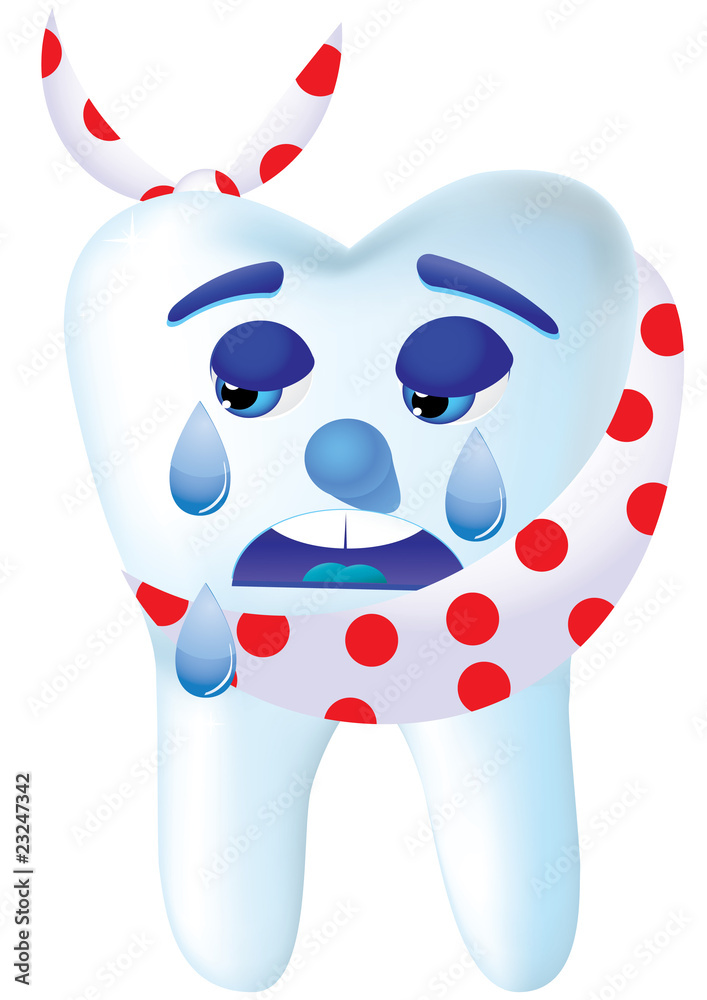Tooth-cartoon cry, because he hurts, vector illustration Stock Vector ...