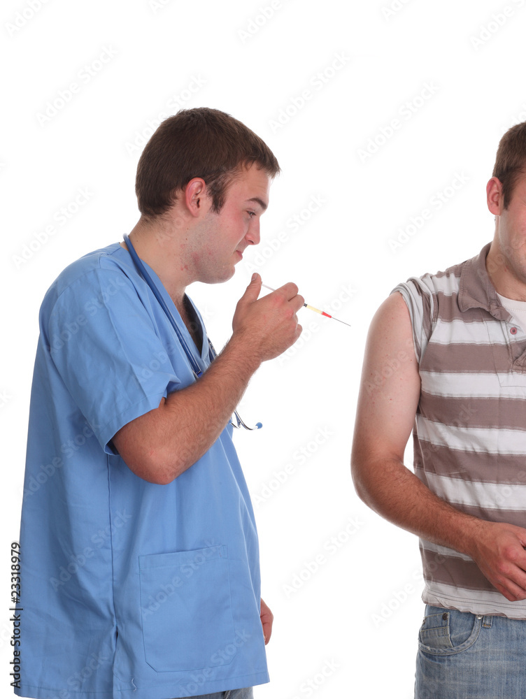 Young doctor about to give his first injection Stock Photo | Adobe Stock