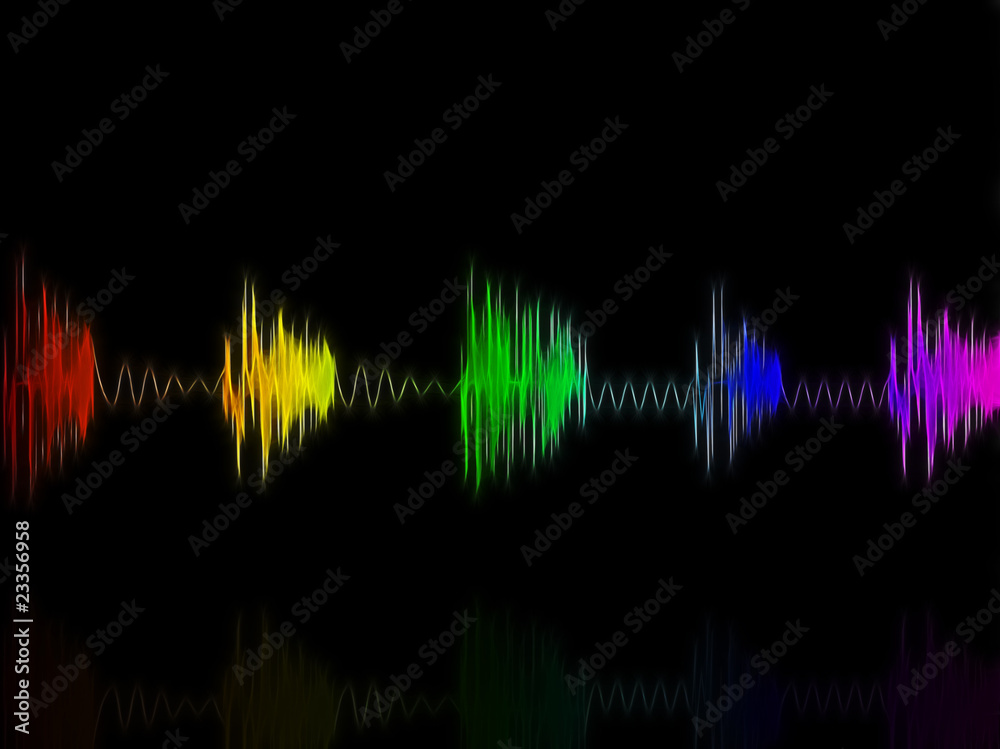 Glowing neon sound waves Stock Illustration | Adobe Stock