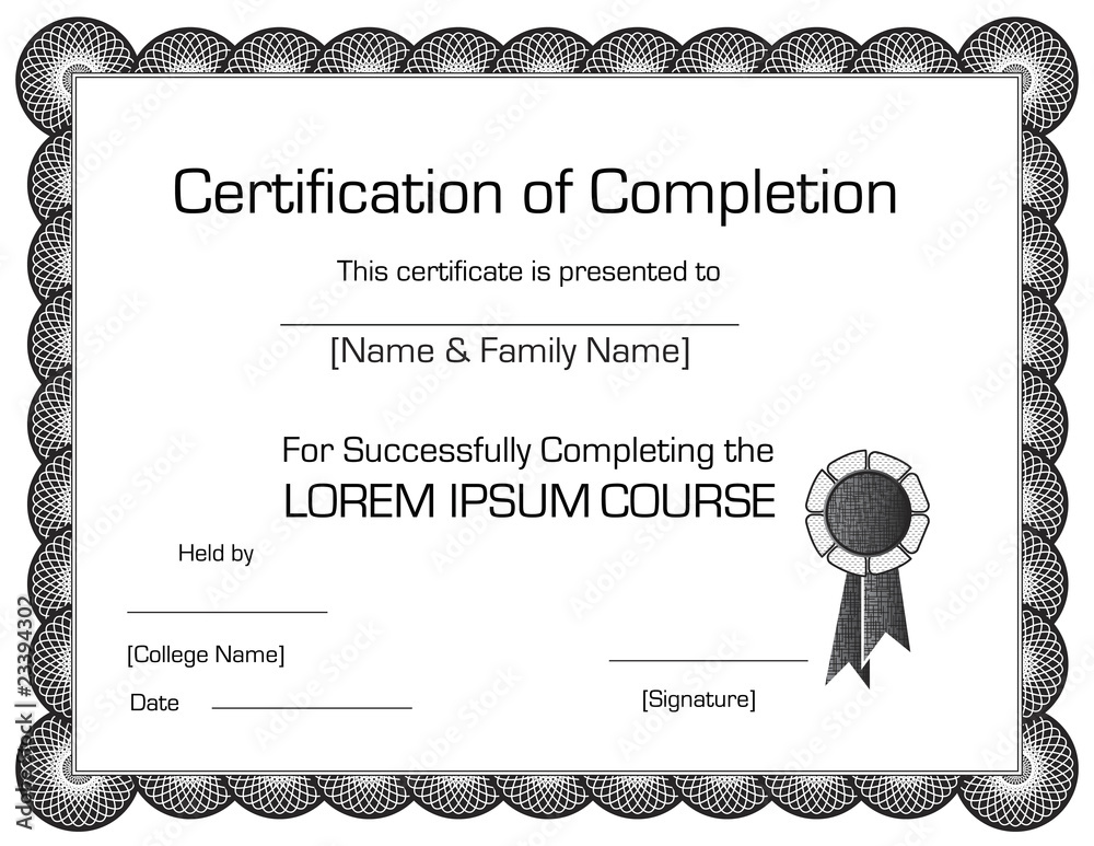 Certificate Of Completion Word Template