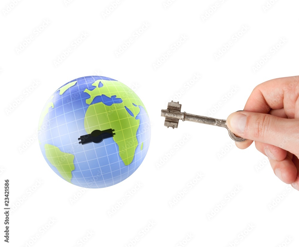 earth globe with key.. Stock Photo | Adobe Stock