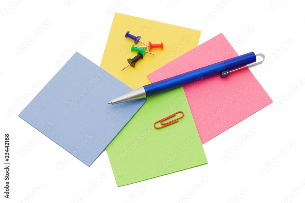 Pen and note isolated on white background Stock Photo | Adobe Stock