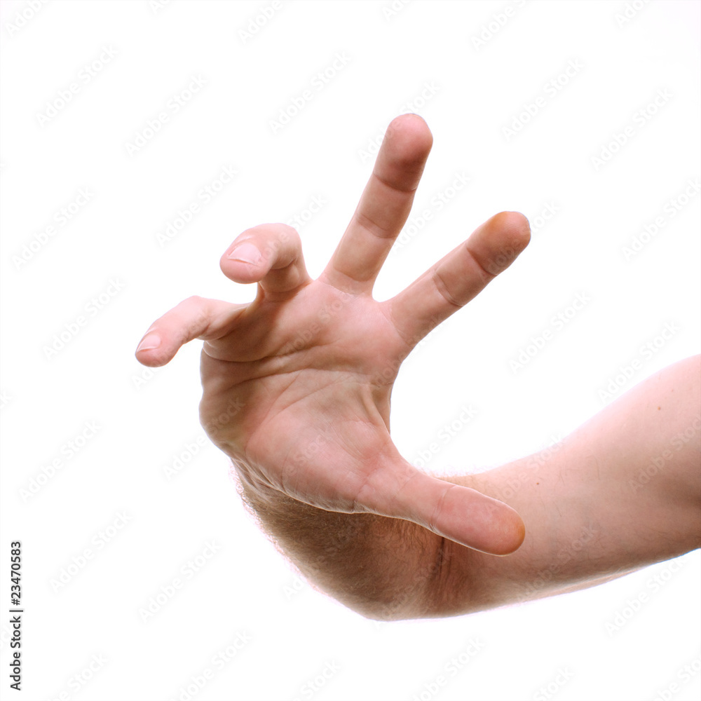 male hand reaching towards viewer isolated on white Stock Photo | Adobe ...