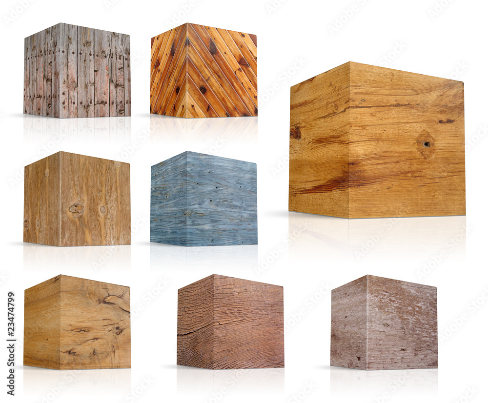 Cubos con diferentes tipos de madera Stock Illustration | Adobe Stock