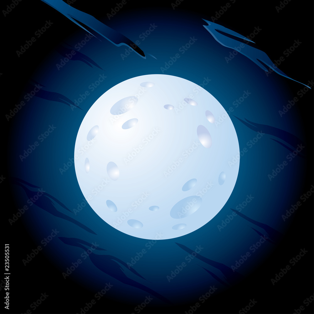 Vector illustration of cartoon full moon at night Stock Vector | Adobe ...