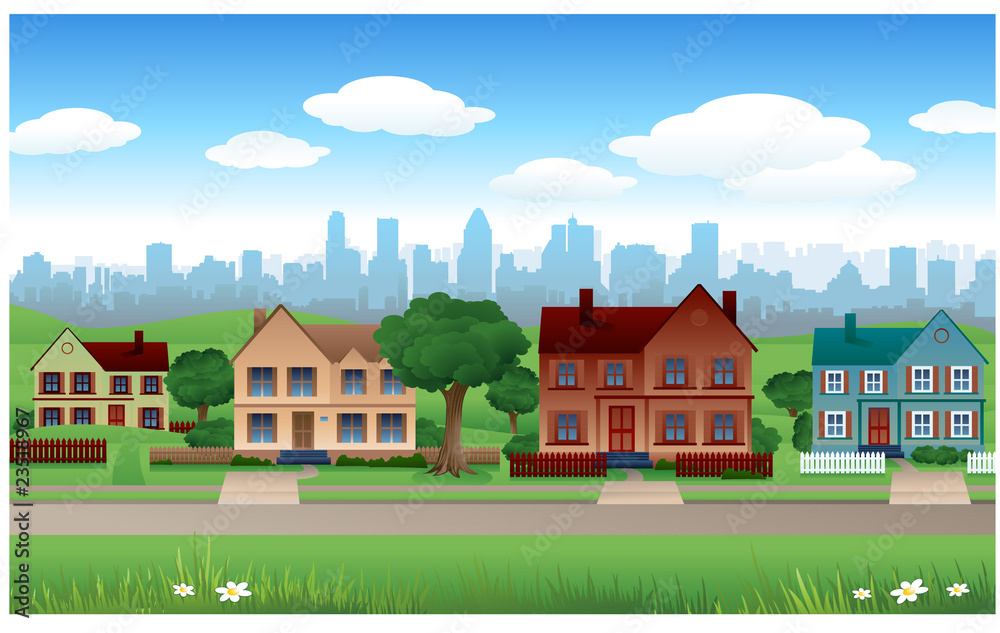 Suburb background Stock Vector | Adobe Stock