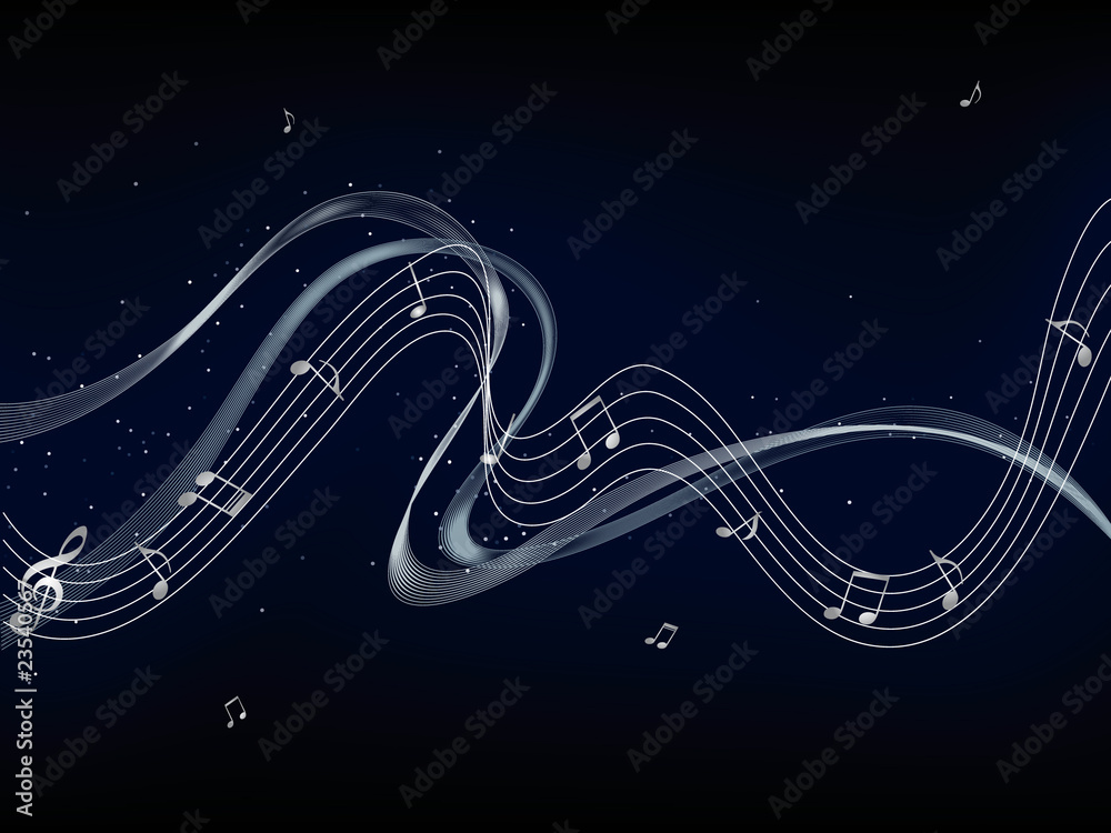 Vector musical notes on a dark background Stock Vector | Adobe Stock