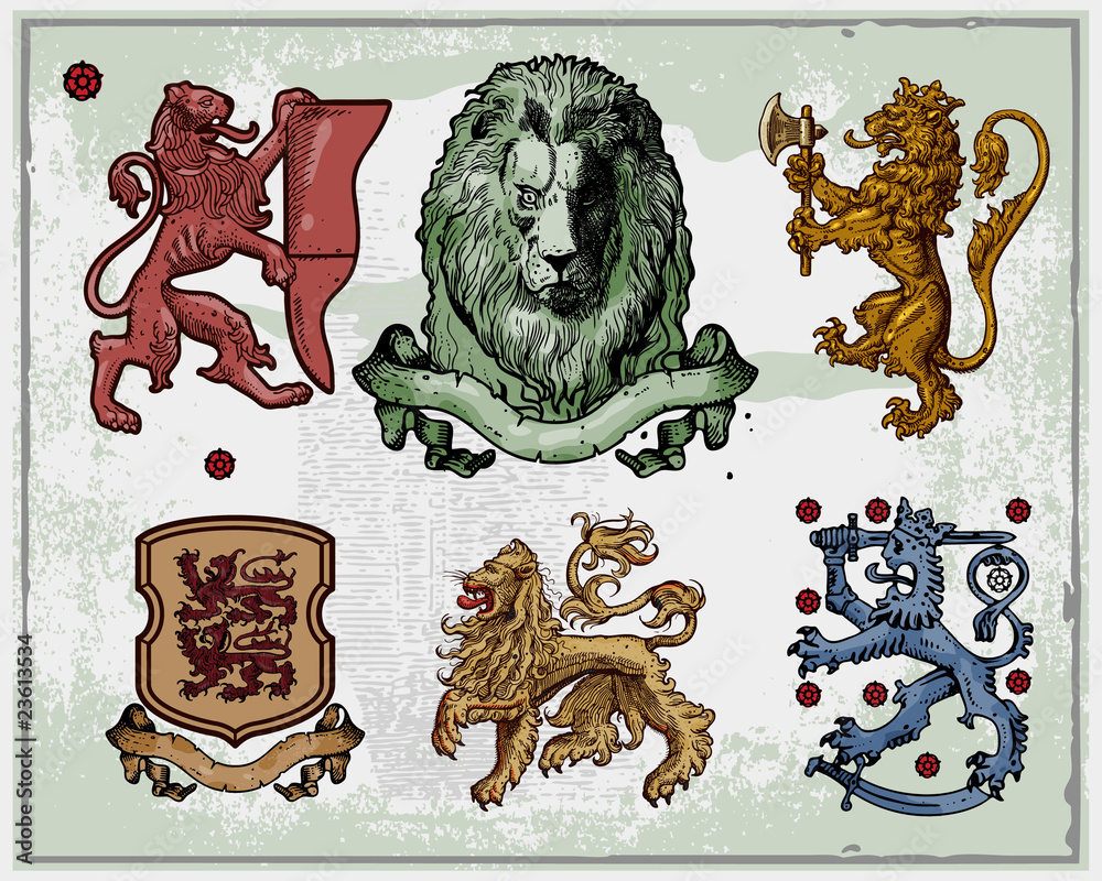 Heraldic lions Stock Vector | Adobe Stock