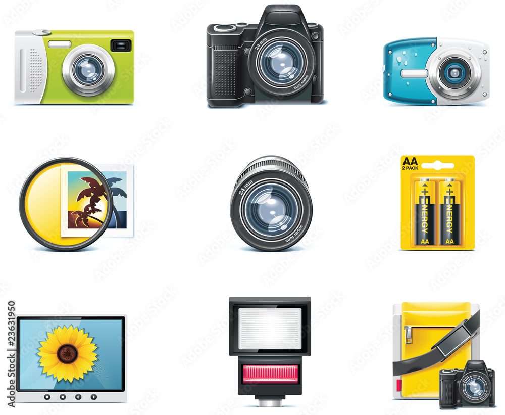 Vector photography icons. Part 1 Stock Vector | Adobe Stock