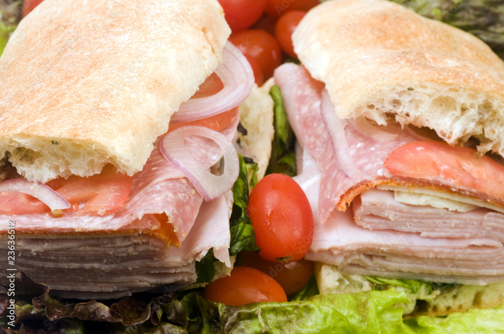 gourmet italian combo ham salami cheese sandwich ciabatta bread Stock ...