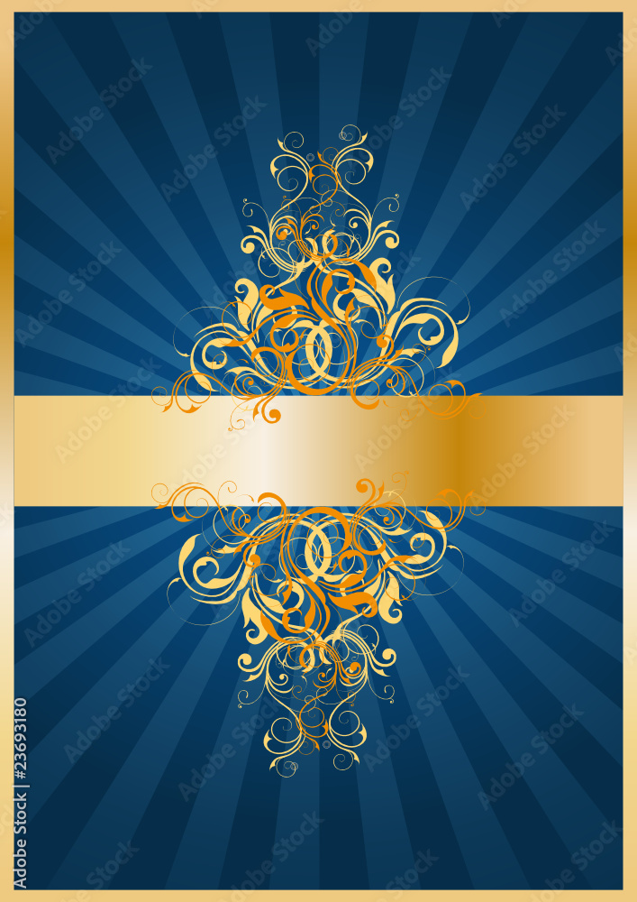 fondo elegante azul y oro con florers Stock Vector | Adobe Stock